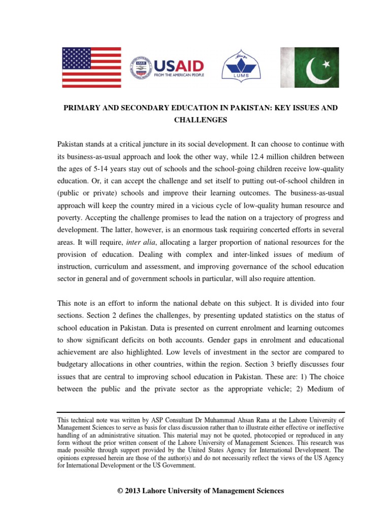 primary-and-secondary-education-in-pakistan-key-issues-and-challenges