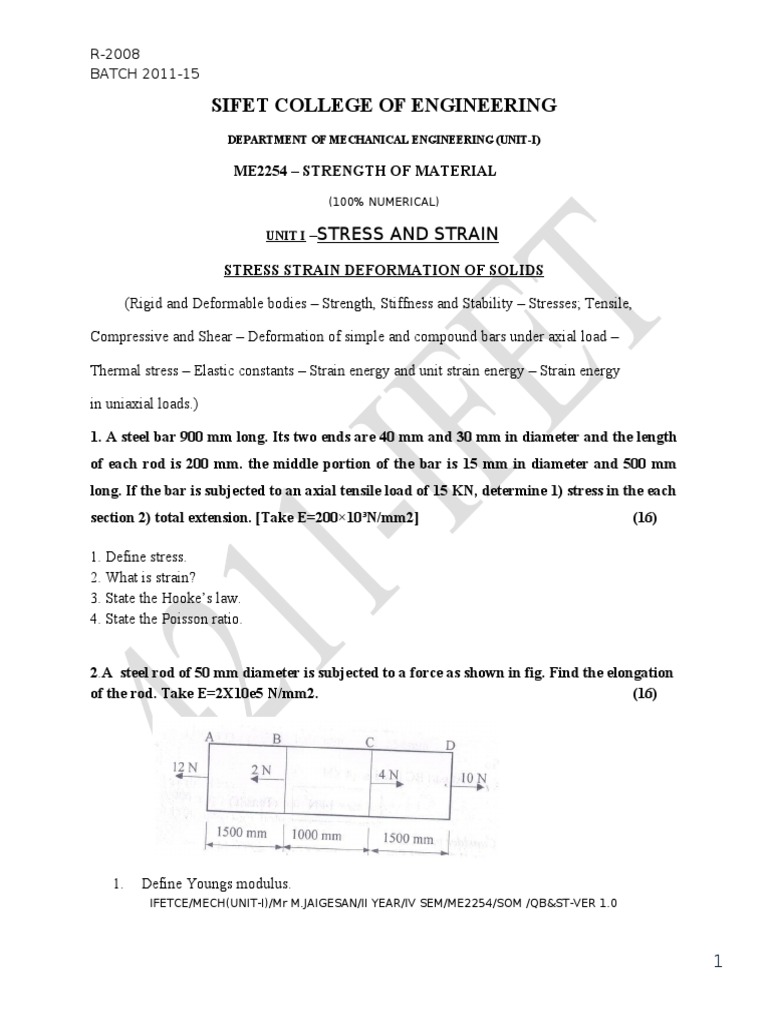Som 1 | PDF | Deformation (Engineering) | Young's Modulus