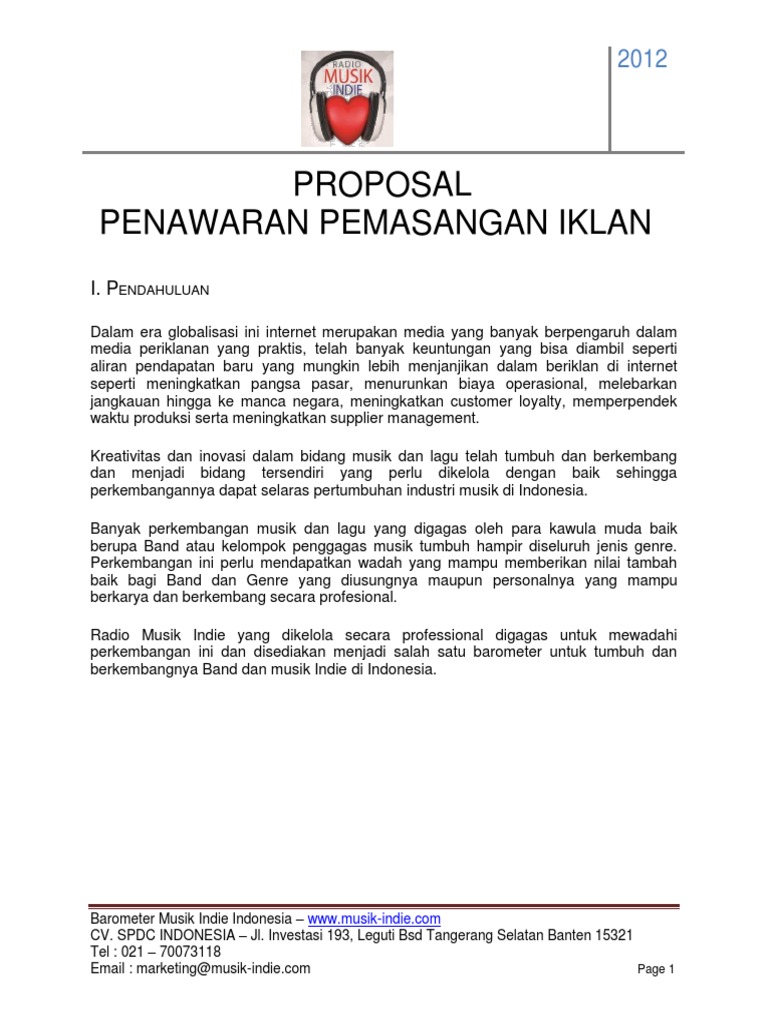 Contoh Proposal Penawaran Iklan | PDF | Bisnis