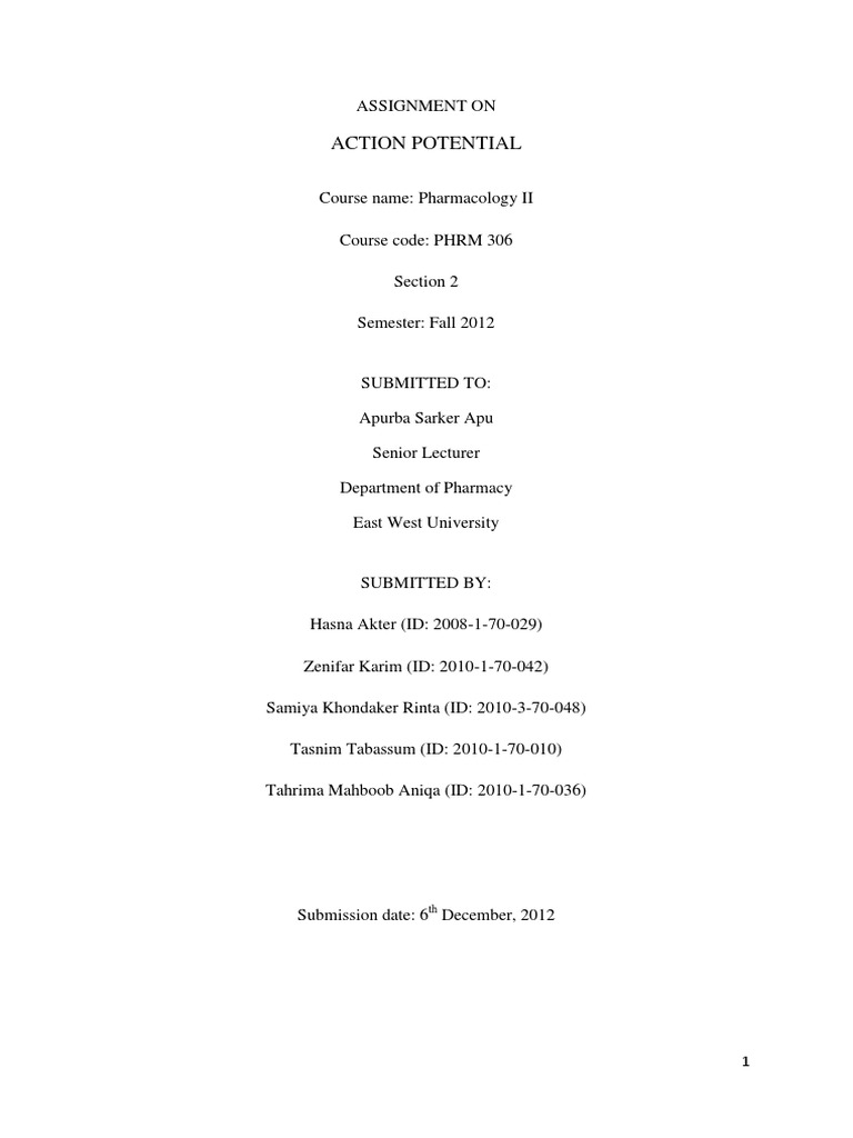 ASSIGNMENT On Action Potential | PDF | Action Potential | Membrane ...