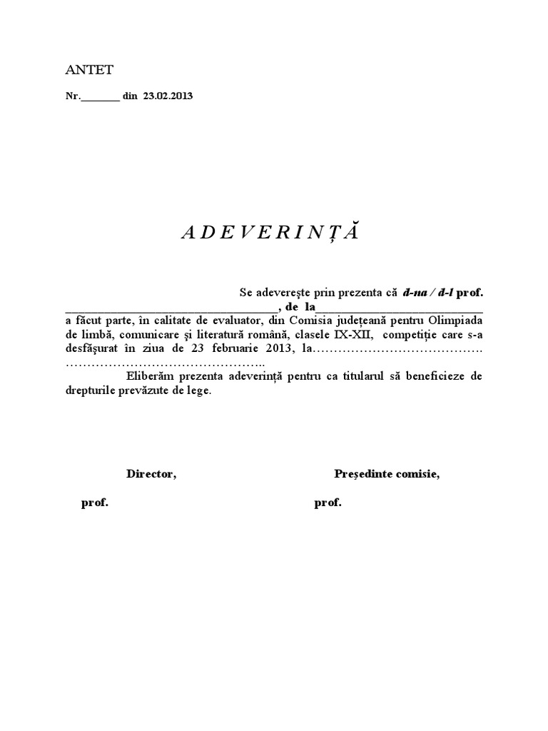 Adeverinta Evaluator | PDF