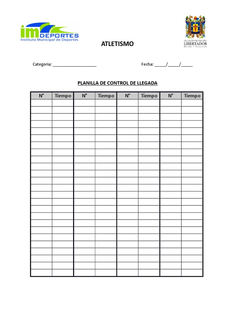 Planillas de Control de Llegada (Atletismo) | PDF