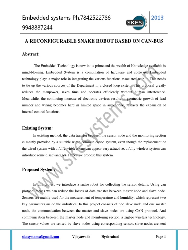 A Reconfigurable Snake Robot Based On Can-Bus | PDF | Embedded System ...