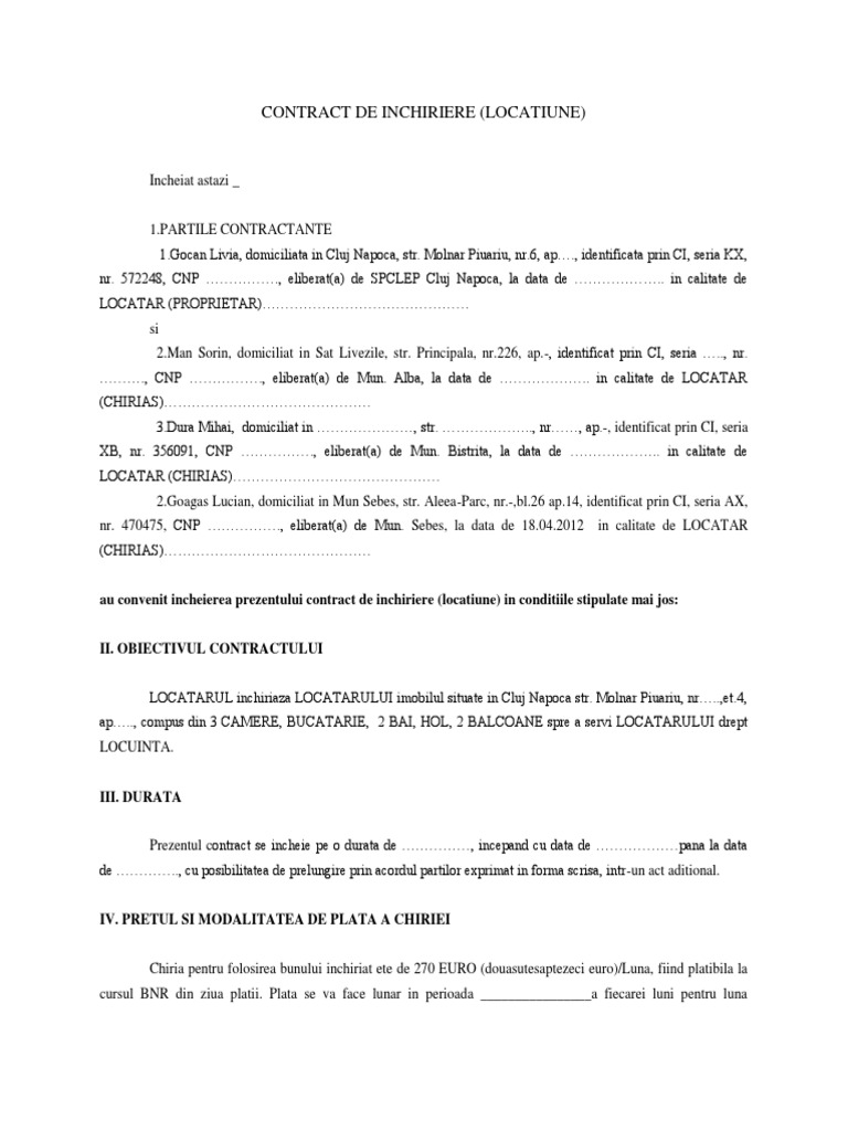 Contract de Inchiriere | PDF