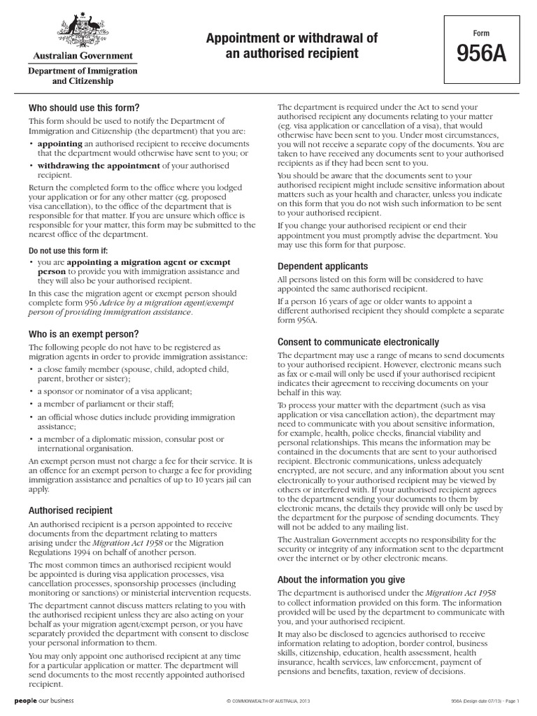 Form 956A: Authorised Recipient Guide | PDF | Law