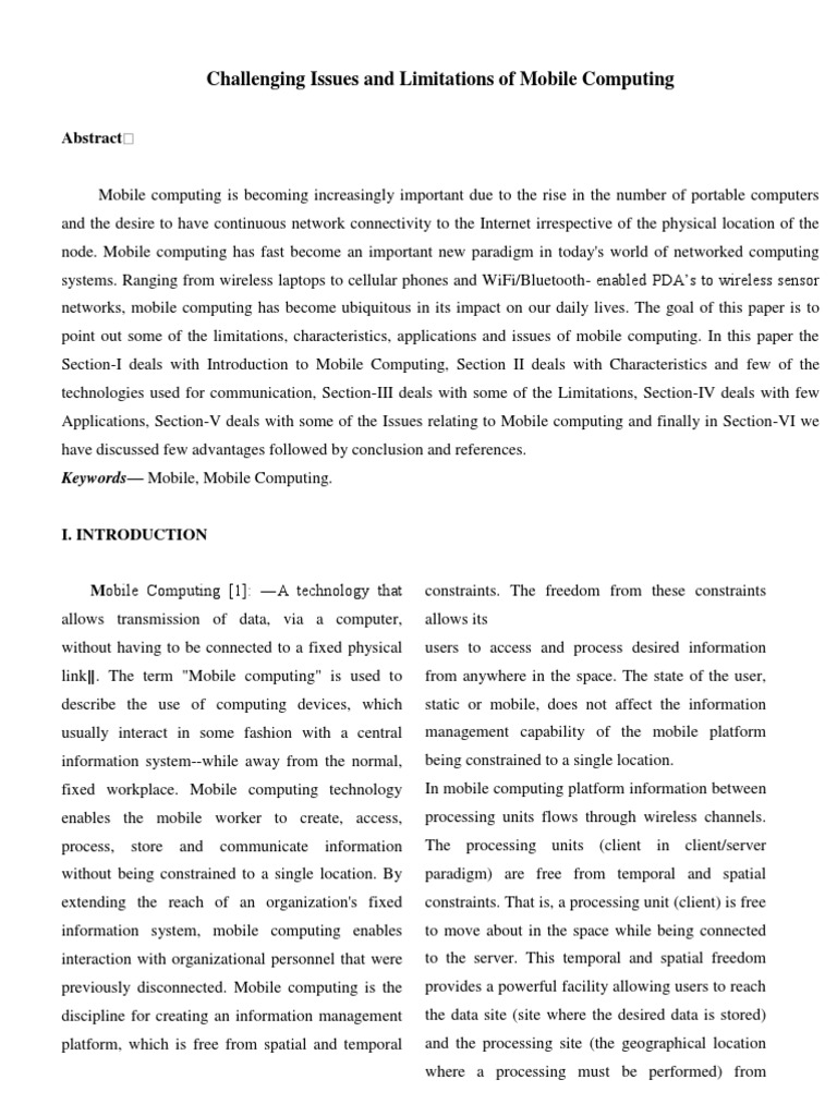 Challenging Issues and Limitations of Mobile Computing | PDF | Mobile ...