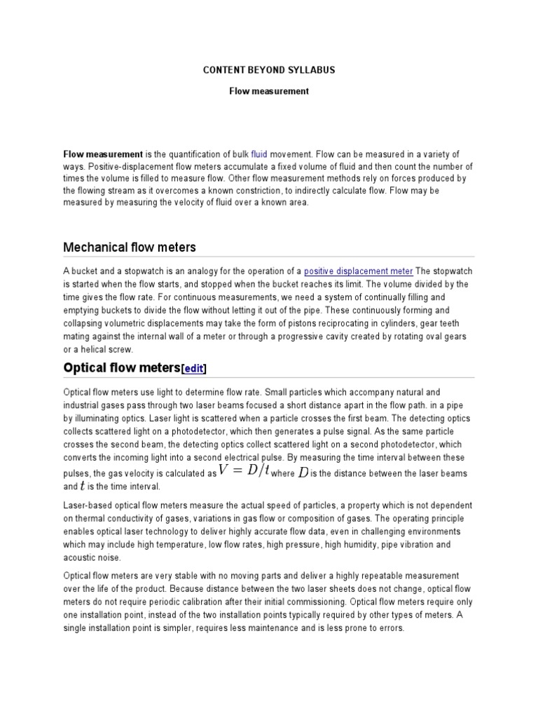Content Beyond Syllabus | PDF | Flow Measurement | Optics