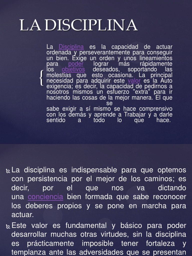 La Disciplina: Valor y Virtud Esencial | PDF | Disciplinas | Teorías ...