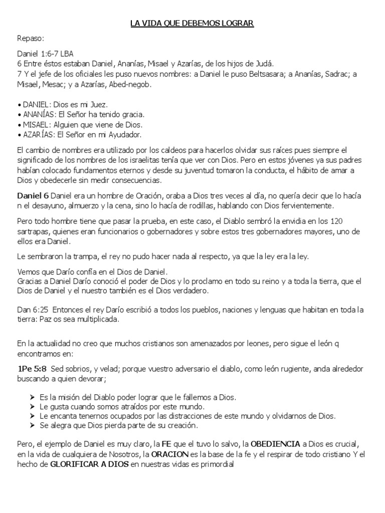 daniel 6 bosquejo.docx | Daniel (figura bíblica) | Diablo