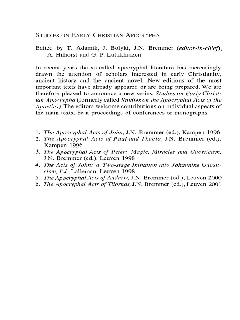 The Apocryphal Acts of Thomas - Studies On Early Christian Apocrypha ...