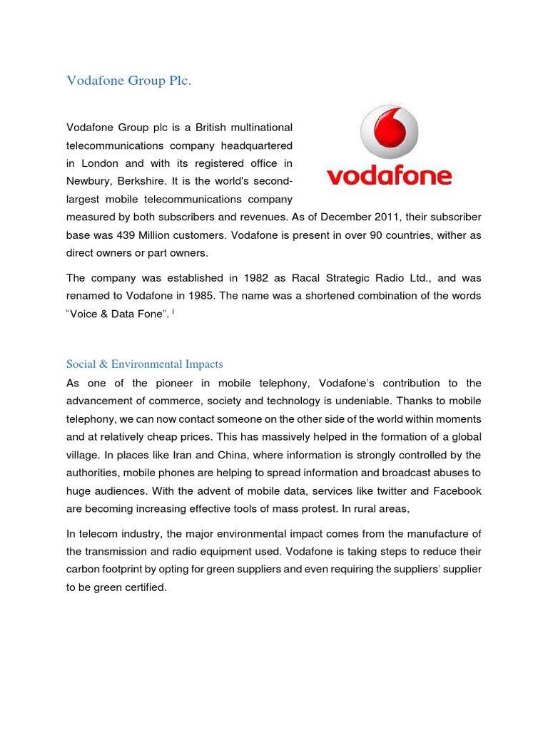 Vodafone | PDF | Supply Chain | Business
