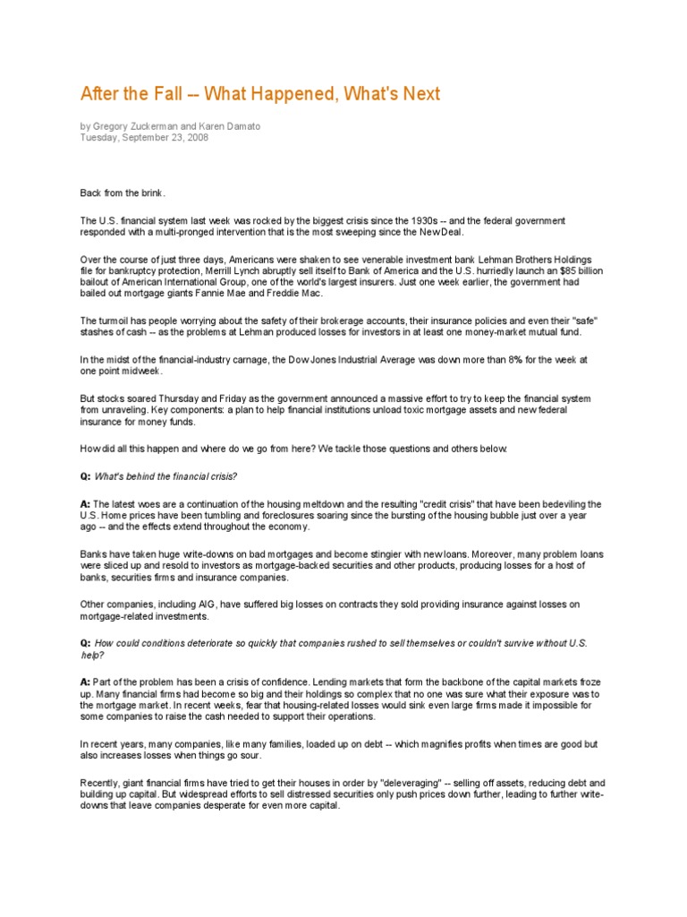 After The Fall | PDF | Retail Financial Services | Mortgages