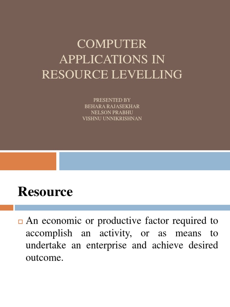 Computer Applications in Resource Levelling | PDF | Areas Of Computer Science | Business