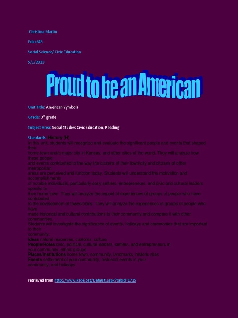 Social Studies Civic Education Lesson Plan | PDF | Community | Symbols