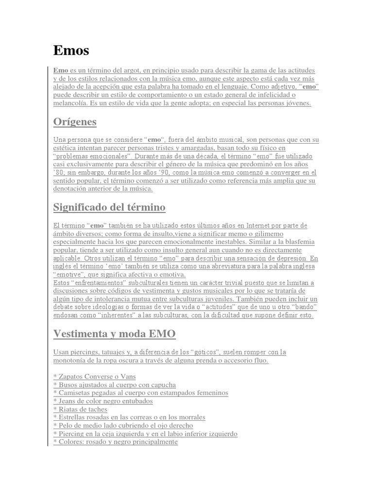 El origen y significado de la subcultura emo: una exploración de su ...