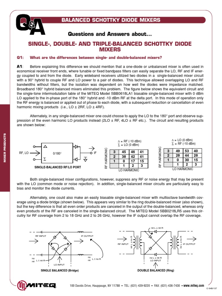MITEQ Amplifier Mixer Overview | PDF | Field Effect Transistor | Amplifier