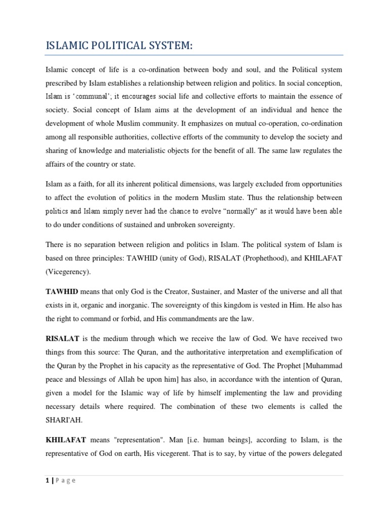 Islamic Political System | PDF | Sovereignty | Tawhid