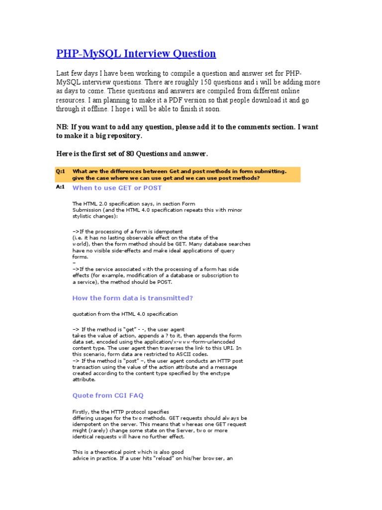 Best Php Mysql Interview Questions And Answers By Ashutoh Kr Azad Pdf Apache Server 