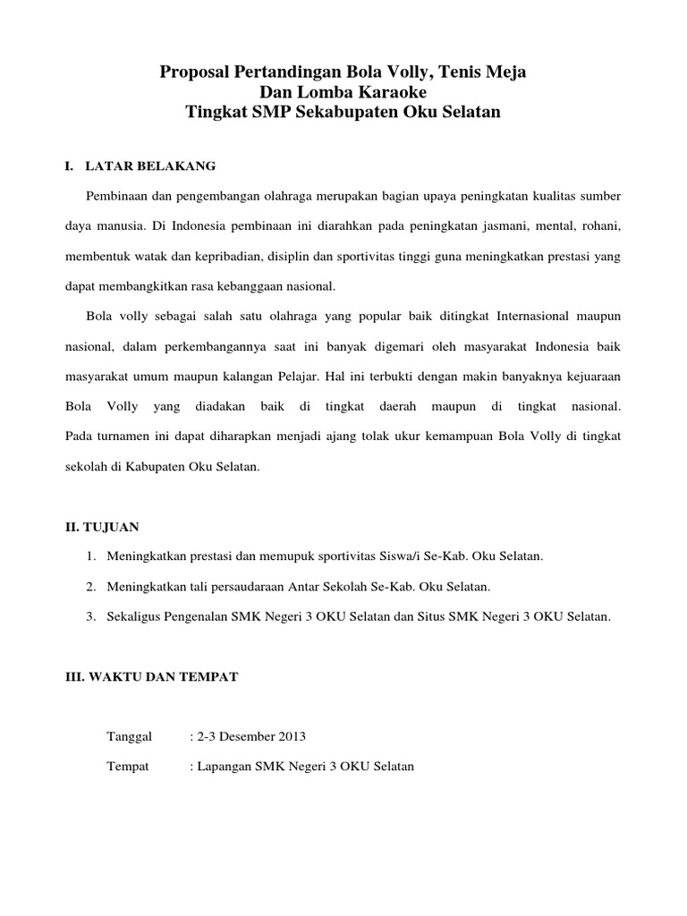 Proposal Pertandingan Bola Volly EDIT | PDF