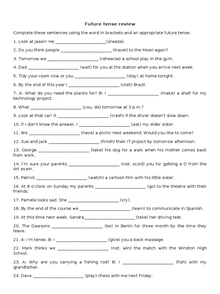 Future Tense Review | PDF | Language Arts & Discipline