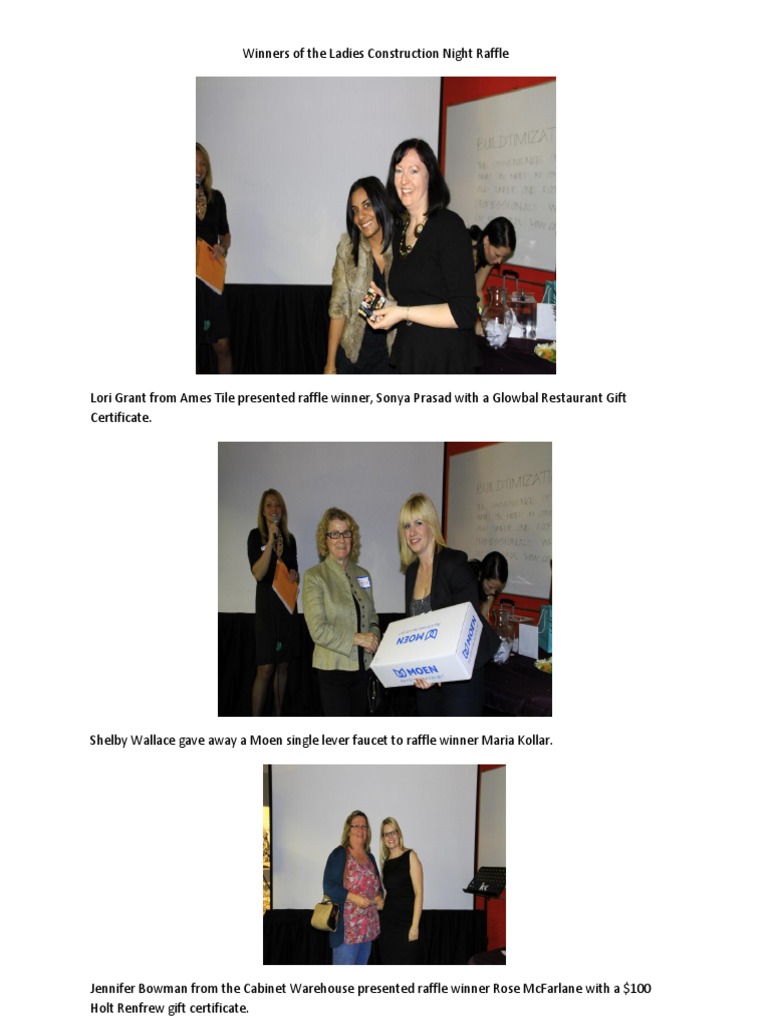 Ladies Construction Night Raffle Winners | PDF