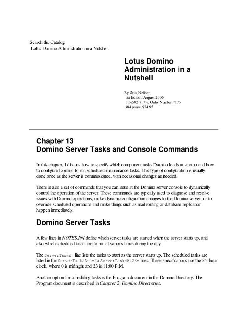 Domino Console Commands | PDF | Ibm Notes | Command Line Interface