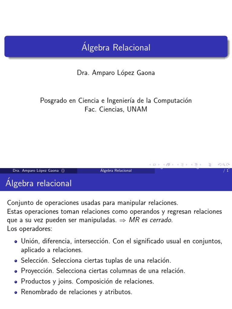 Algebra Relacional PDF | PDF | Base de datos relacional | Modelo de datos