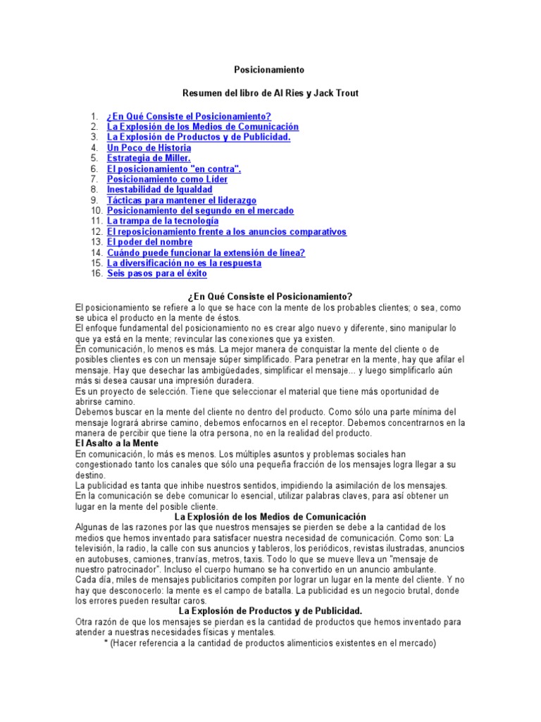 Posicionamiento - Al Ries y Jack Trout | PDF | Publicidad | Precios