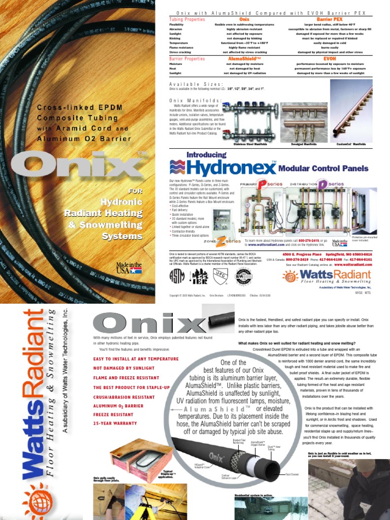 Watts Radiant Onix Tubing Brochure | PDF | Pipe (Fluid Conveyance ...