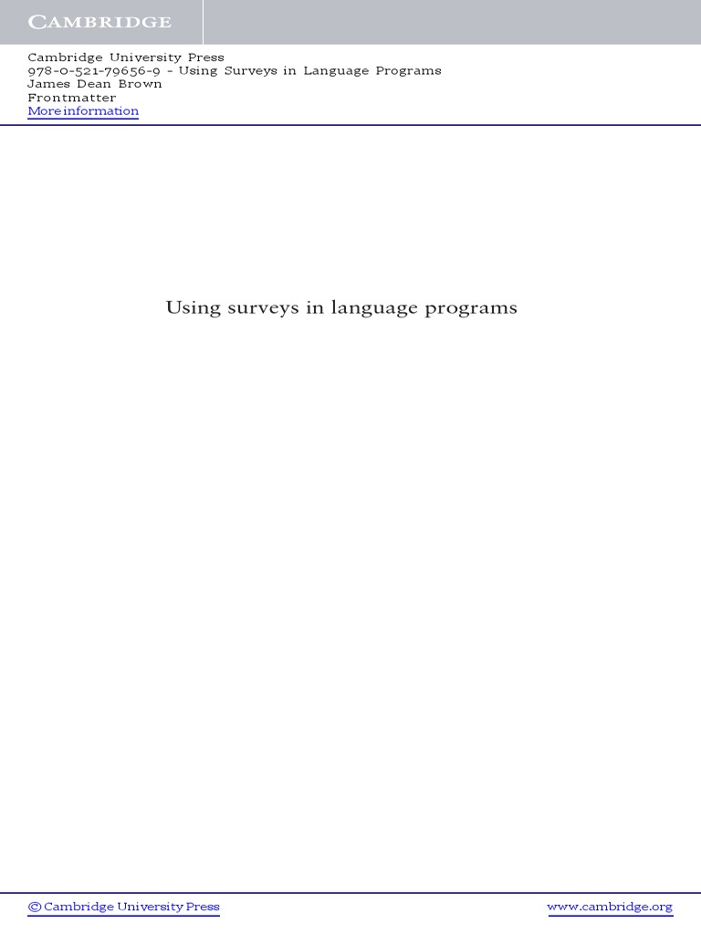 Using Surveys For Language Programs PDF | PDF | Survey Methodology ...
