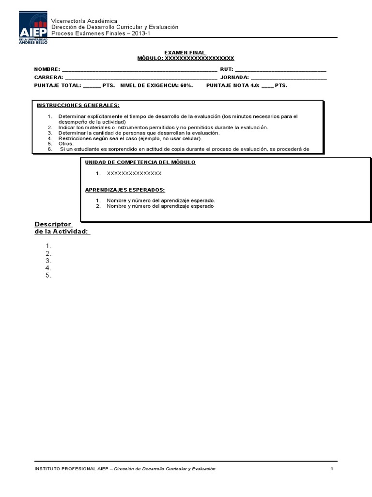 Formato Examen Final (Práctico)