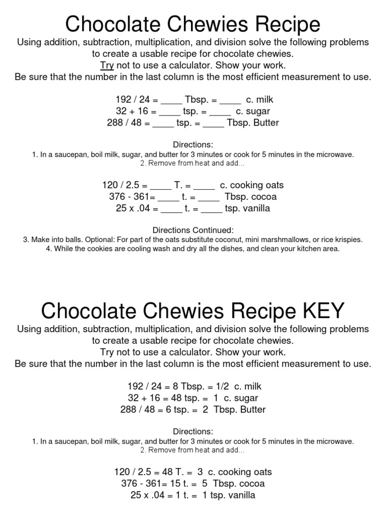 Chocolate Chewies Equivalents | PDF | Cooking, Food & Wine | Self ...