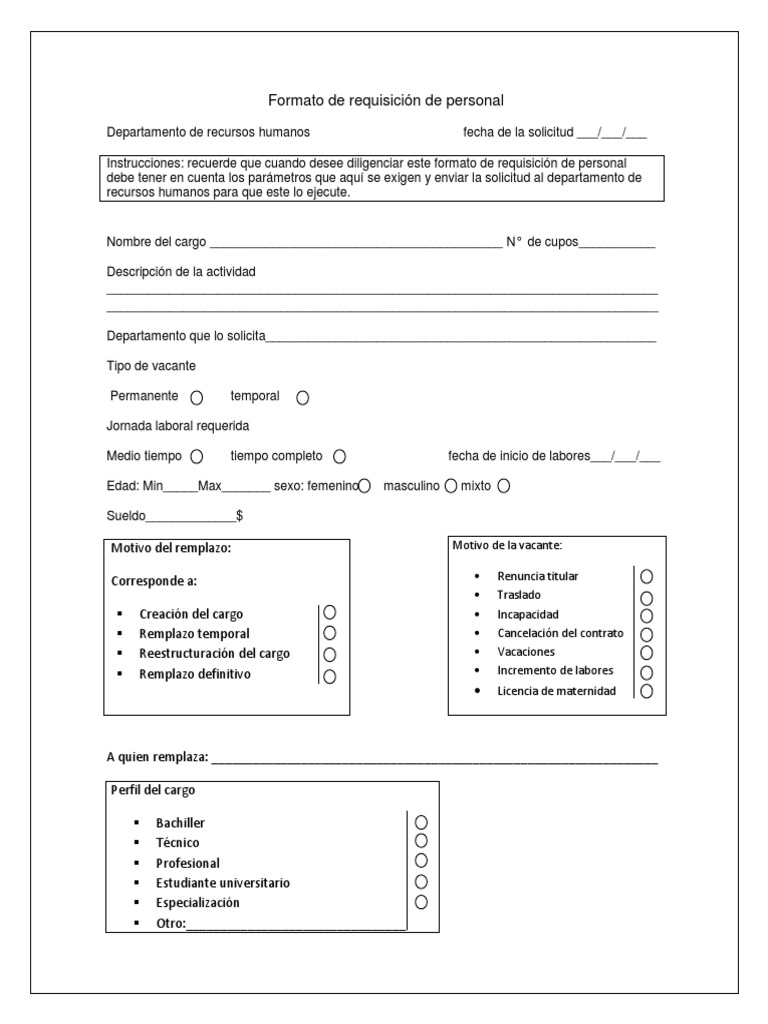 Formato de Requisicion de Personal