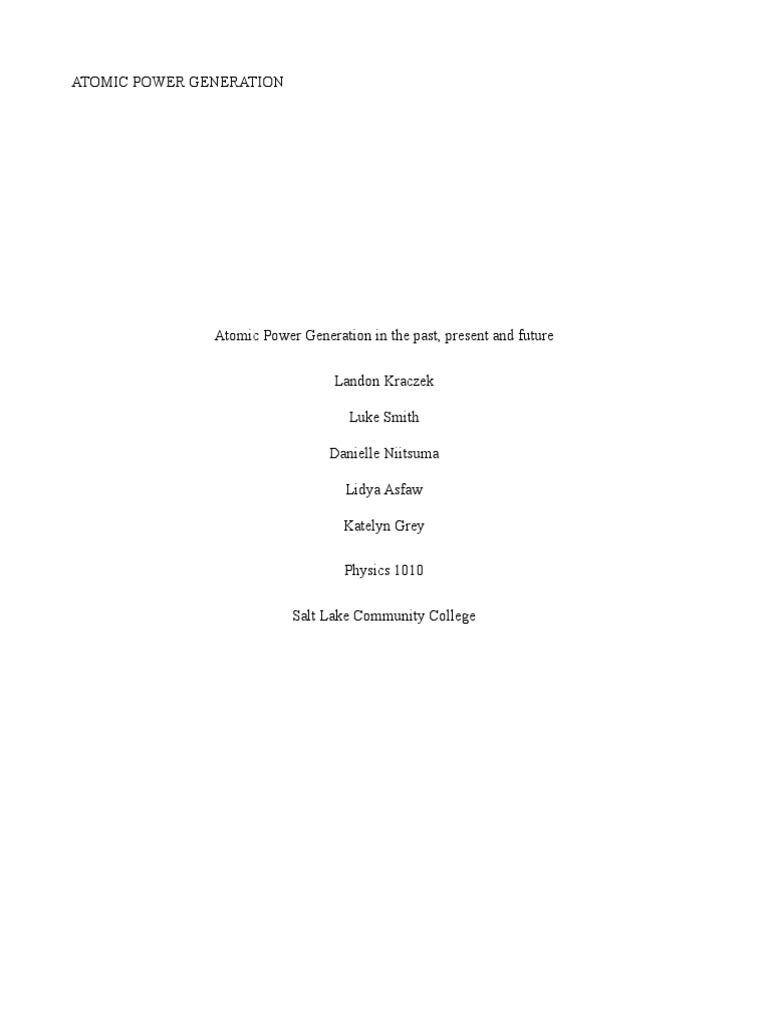 Atomic Power Generation Eportfolio | PDF | Nuclear Fission | Nuclear ...