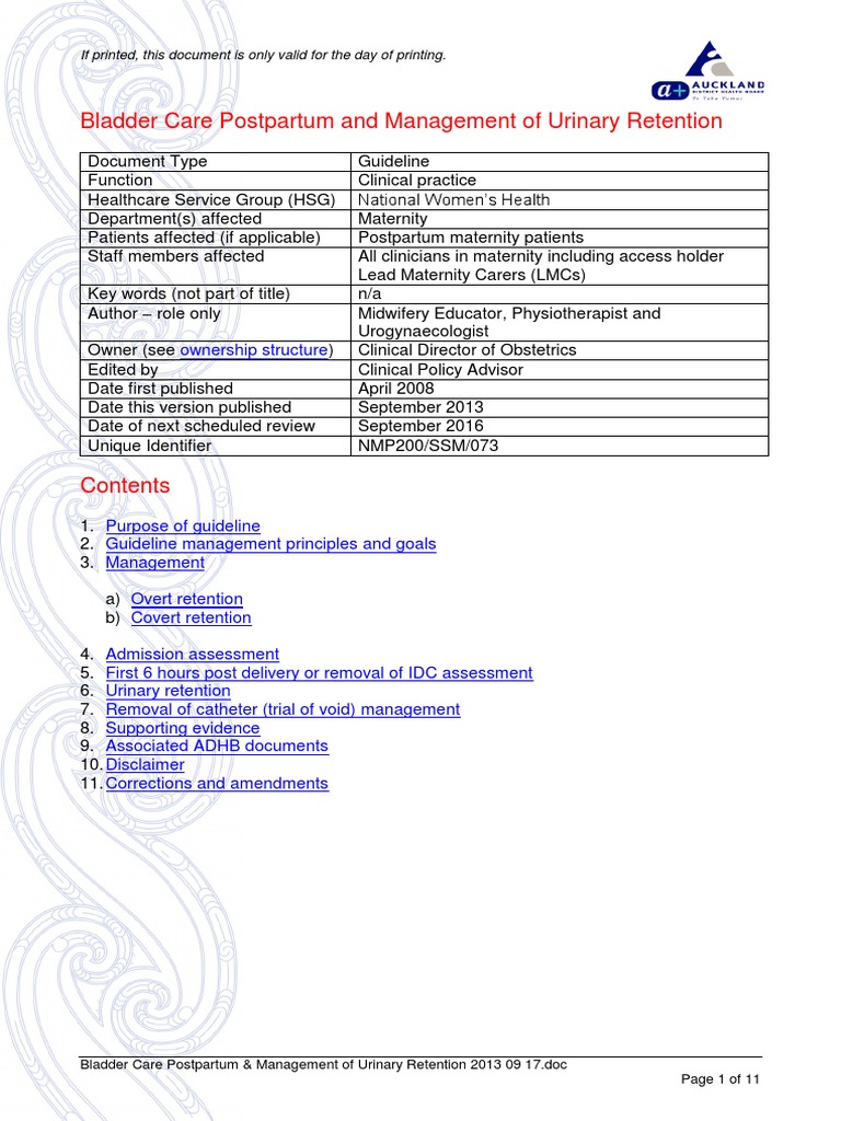 Bladder Care Postpartum | PDF | Childbirth | Postpartum Period