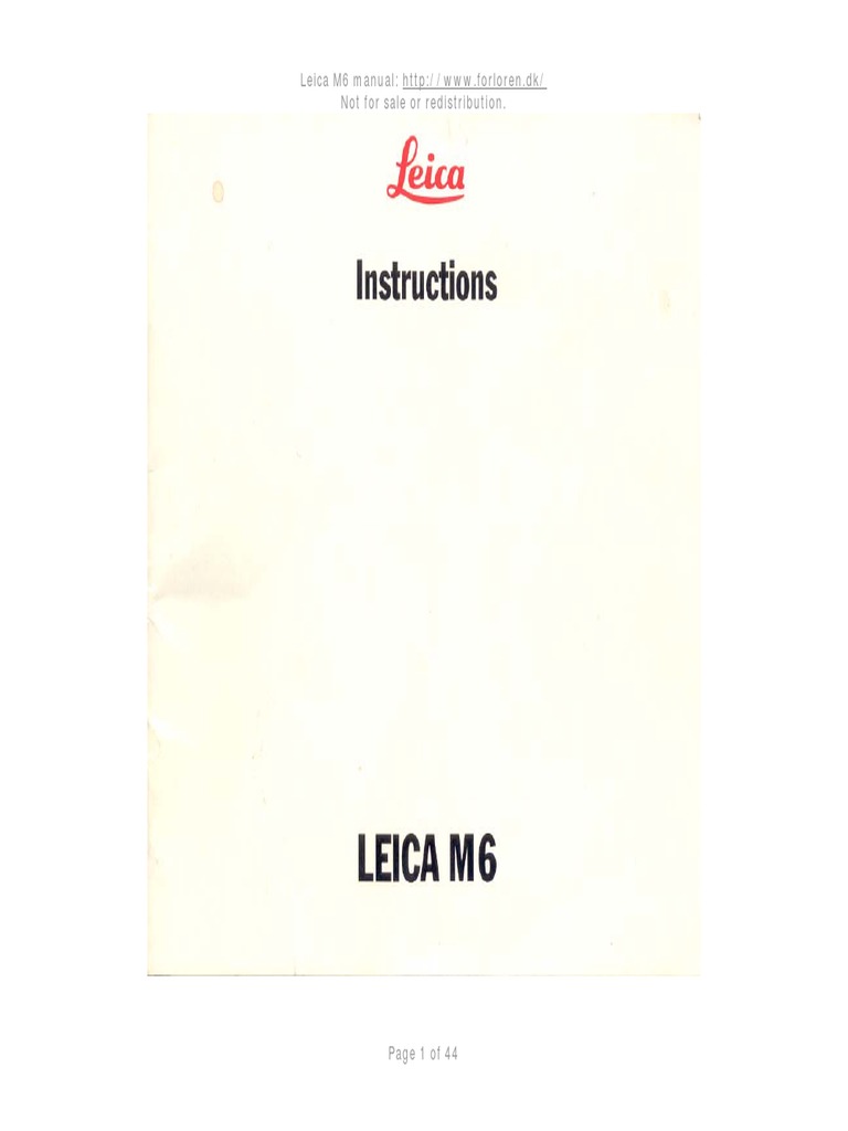 Leica M6 Manual | PDF