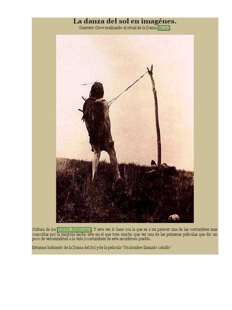 La Danza del Sol: Ritual Sioux y su Significado | PDF | Rituales ...