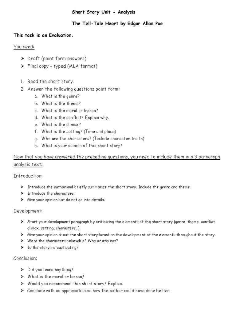 Analysis of "The Tell-Tale Heart" | PDF | Language Arts & Discipline ...
