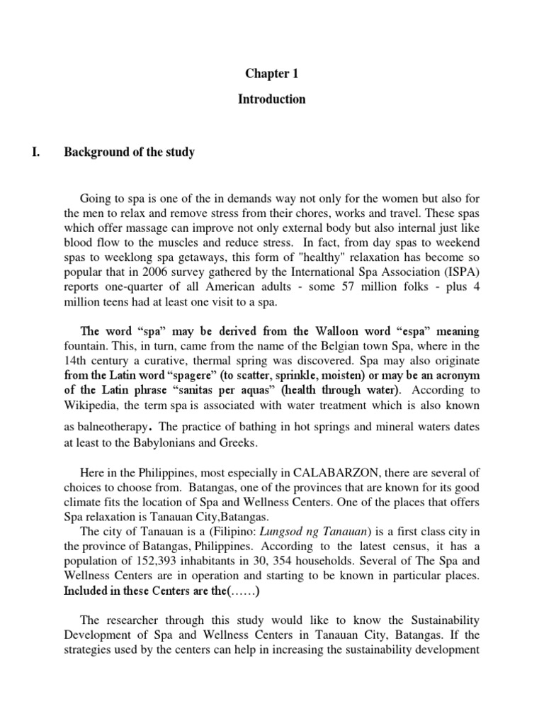 Introduction (Spa and Wellness Center) | PDF | Spa | Strategic Management