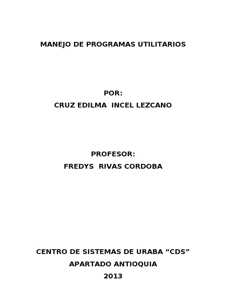Manejo de Programas Utilitarios | PDF