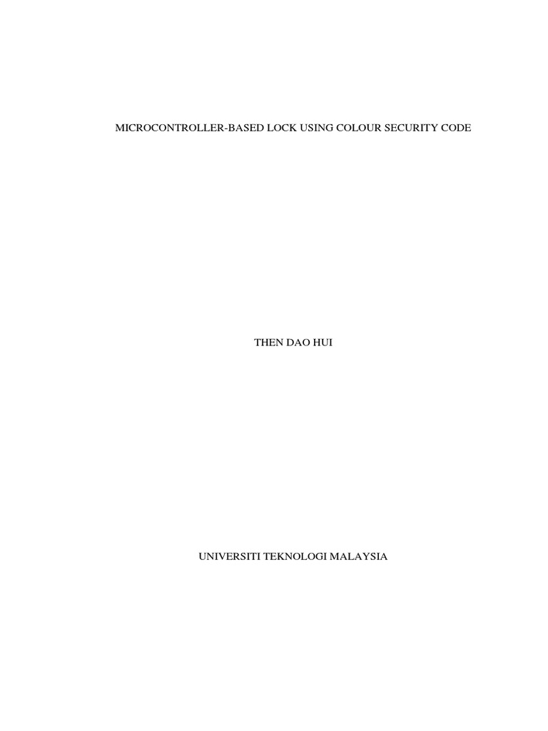 Microcontroller-Based Lock Using Colour Security Code | PDF | Password ...