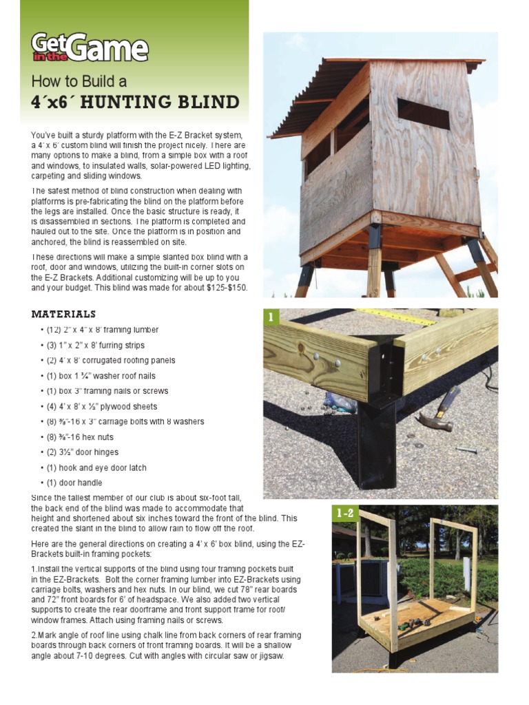 4x6 Hunting Blind Instructions | PDF | Framing (Construction) | Door