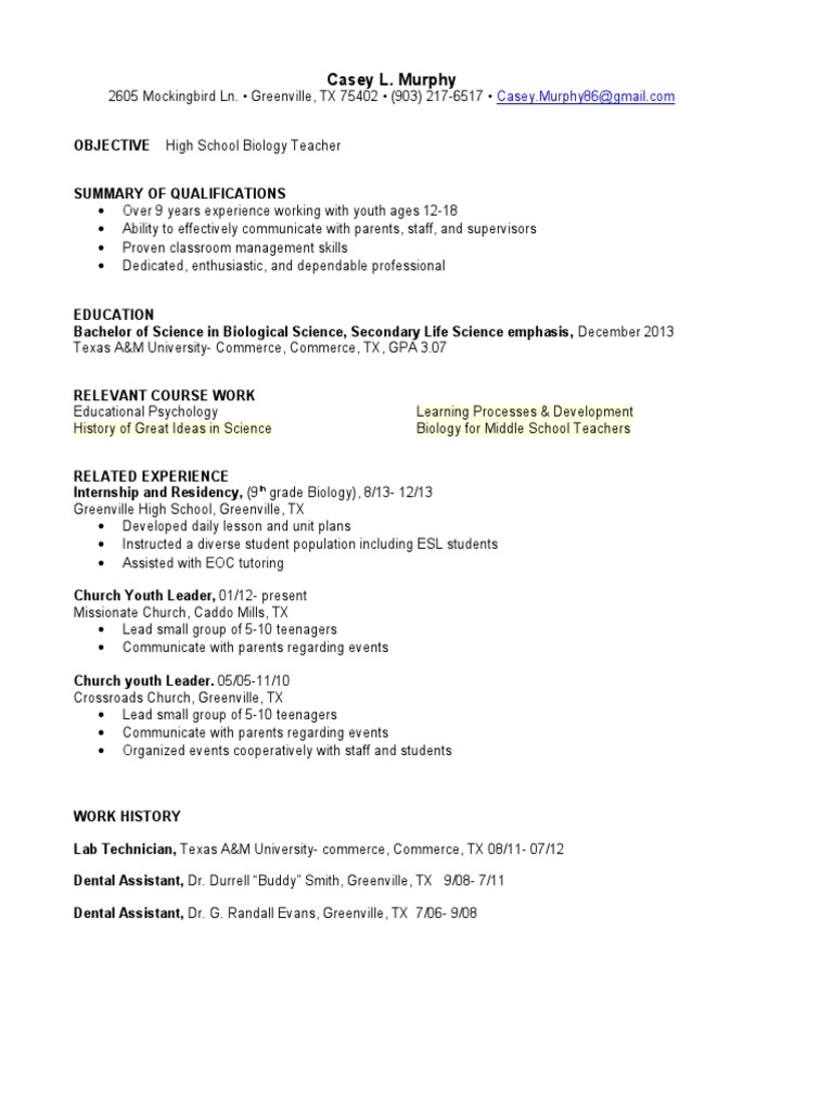 Casey Murphy Resume | PDF | Wellness