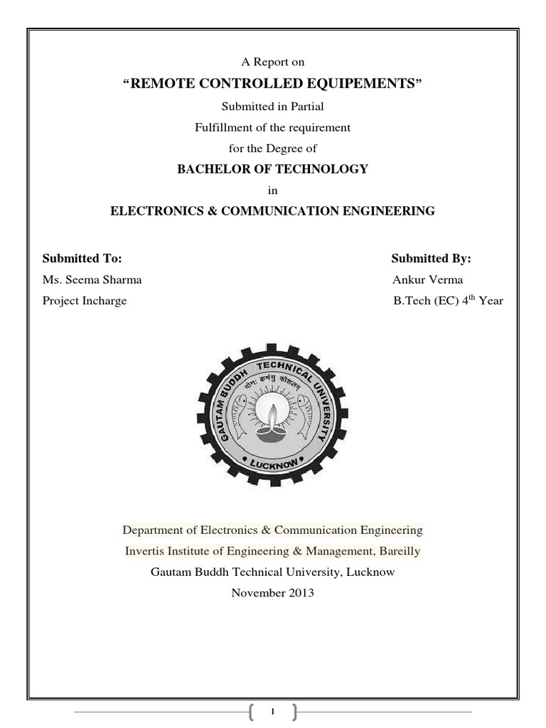 Ecd Report by Ankur Front | PDF | Remote Control | Electronic Circuits