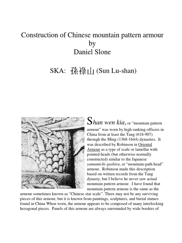 Chinese Mountain Pattern Armor | PDF | Armour
