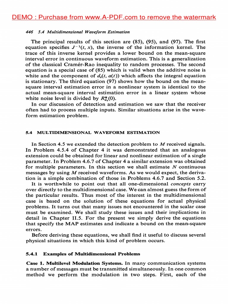 Van Trees I Detection Estimation And Modulation Theory Part I 0002 Pdf Estimation Dimension