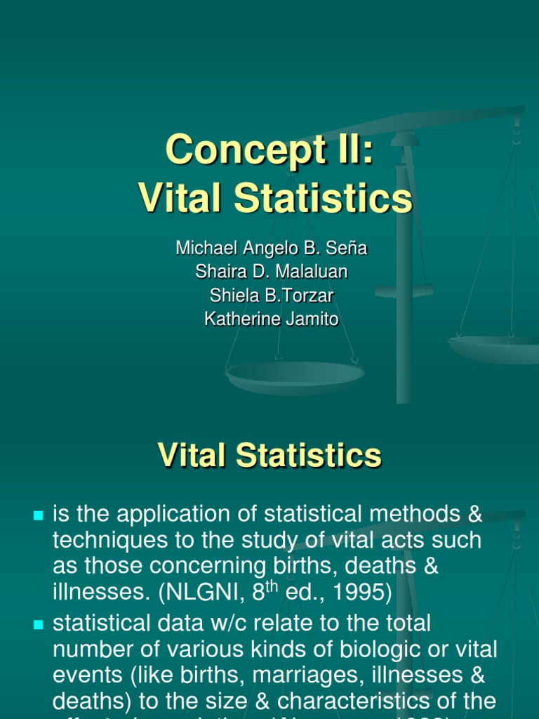 Concept II Vital Statistics | PDF | Statistics | Mortality Rate