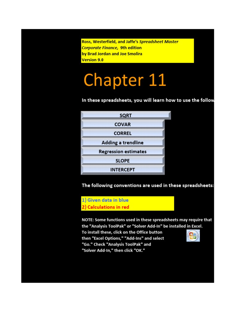 CF Chapter 11 Excel Master Student | PDF | Beta (Finance) | Errors And Residuals