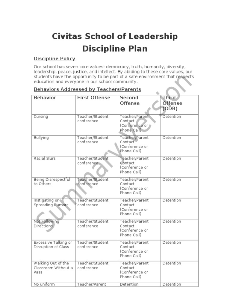 Discipline Plan | PDF | Teachers | Applied Psychology