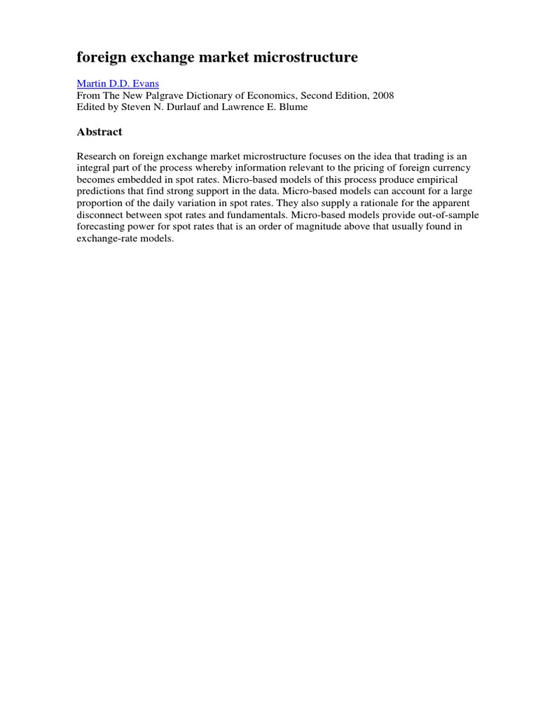 Foreign Exchange Market Microstructure | PDF